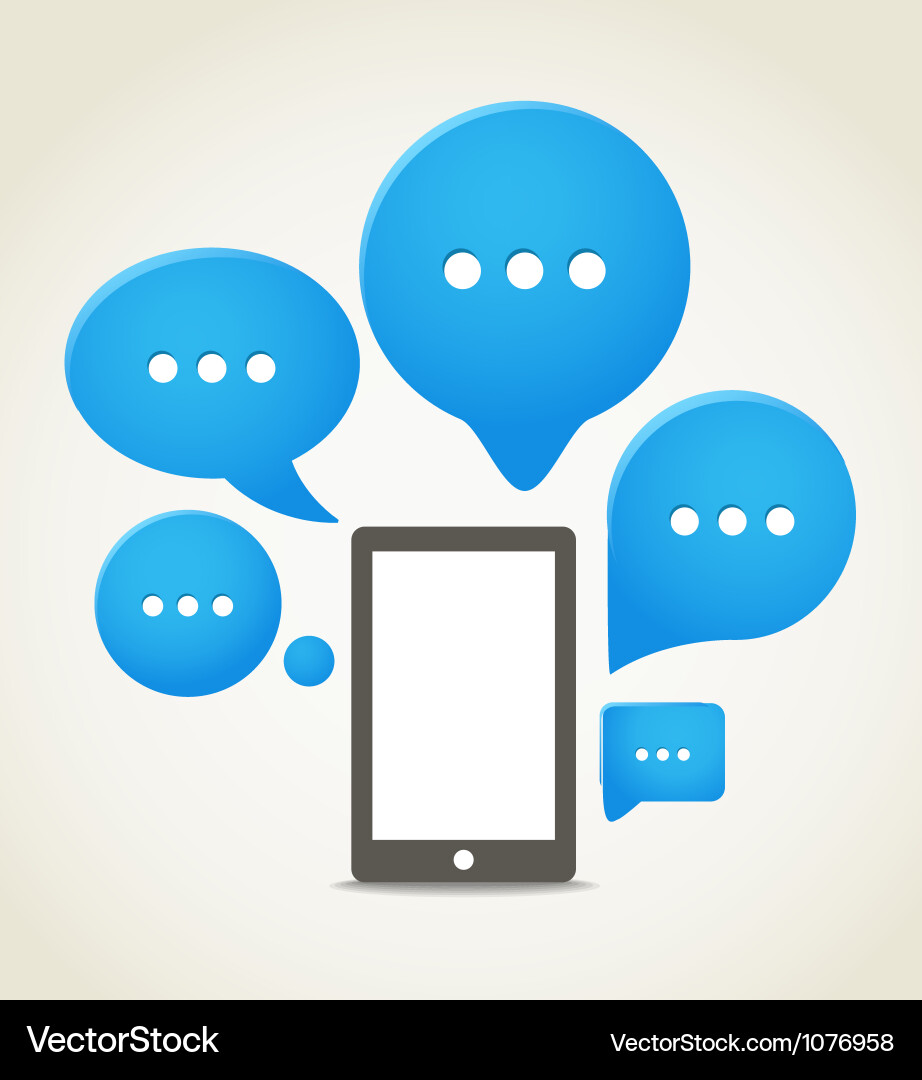 Modern mobile phone with group of speech clouds Vector Image