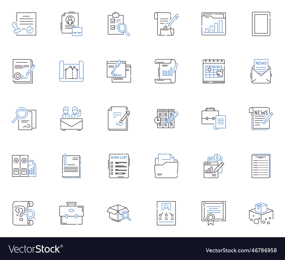 Office archives line icons collection filing Vector Image