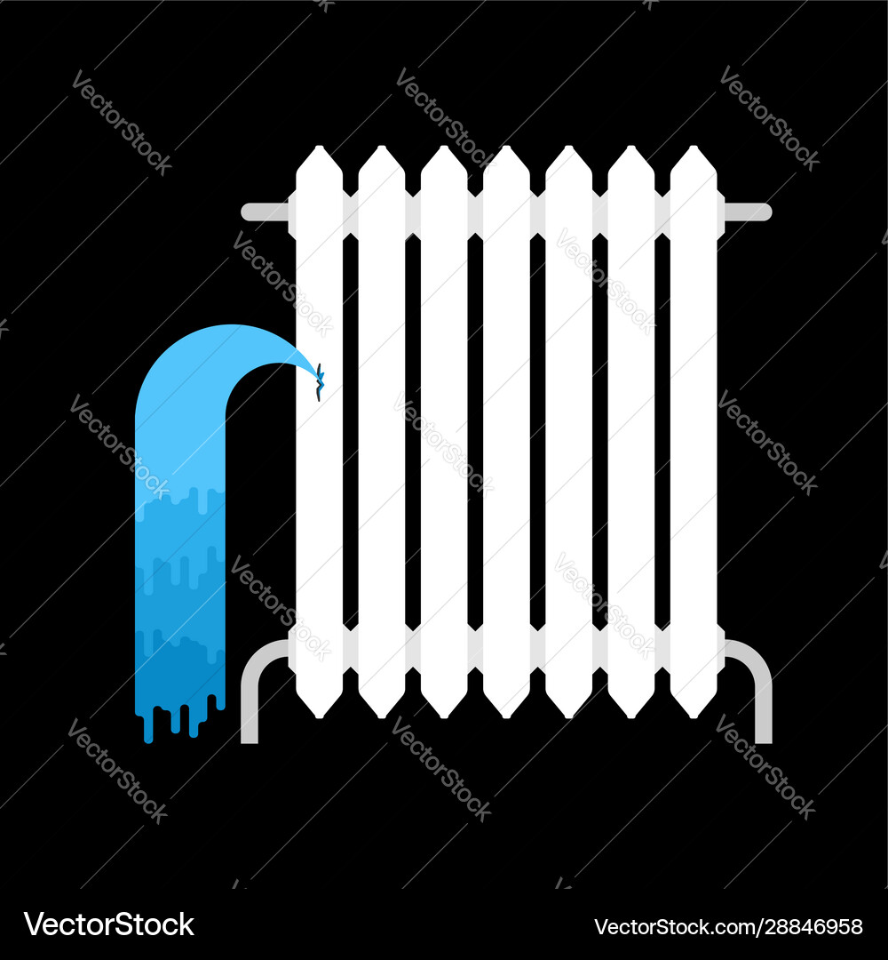 Radiator water leakage leak broken Royalty Free Vector Image