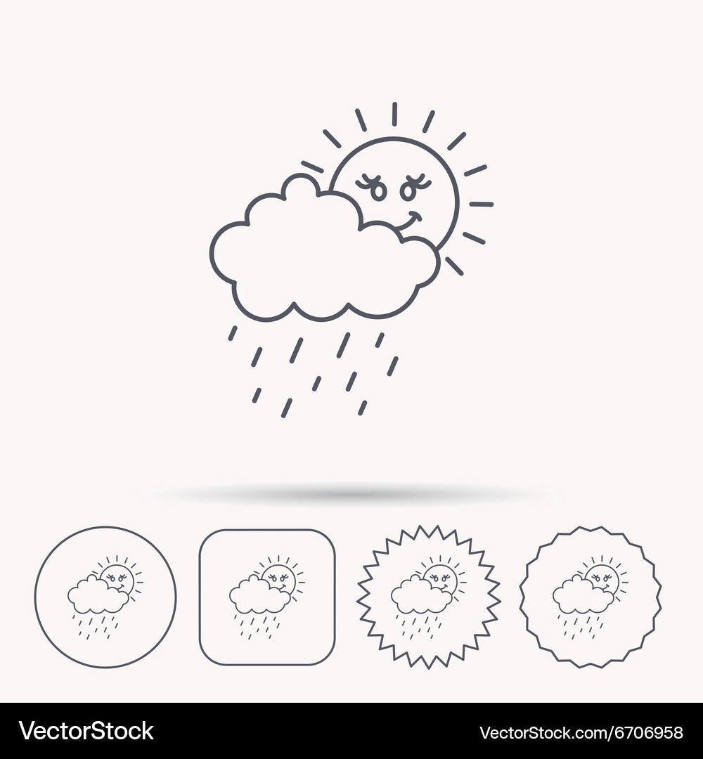 Rain and sun icon water drops with cloud sign Vector Image