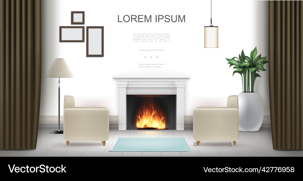 Realistic living room interior background Vector Image