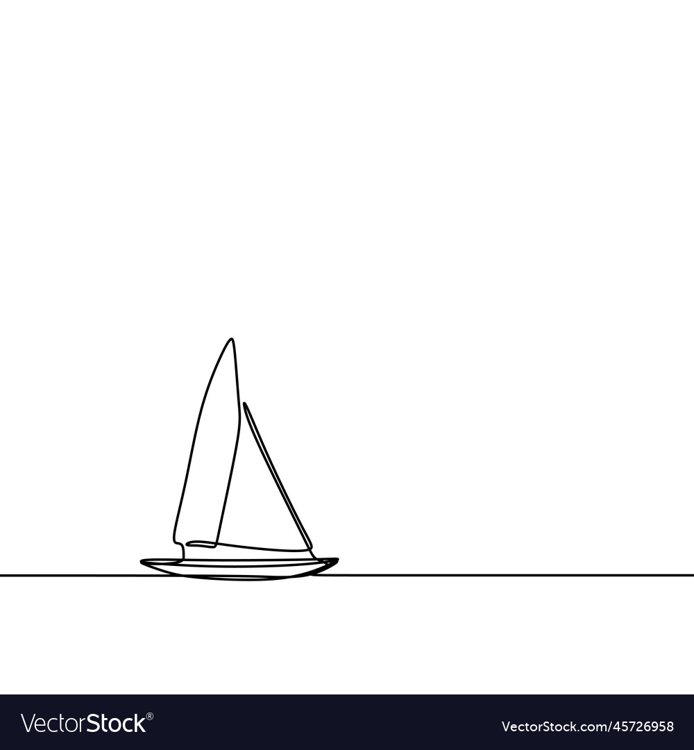 Sail one line drawing continuous lineart design Vector Image