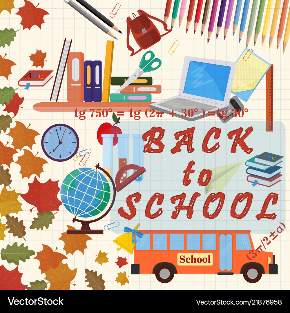 School theme design of subjects Royalty Free Vector Image