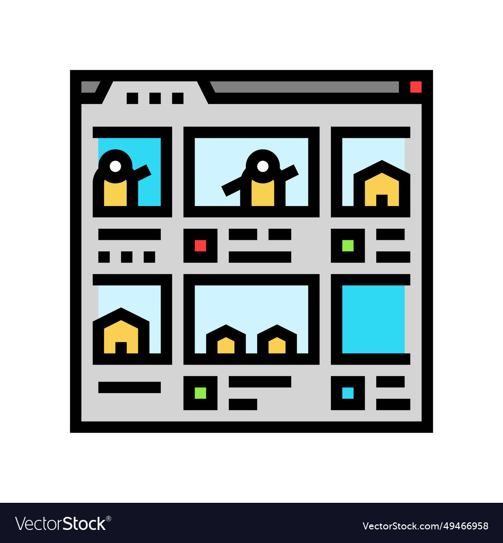 Storyboard creation game development color icon Vector Image Storyboard creation game development color icon Vector Image