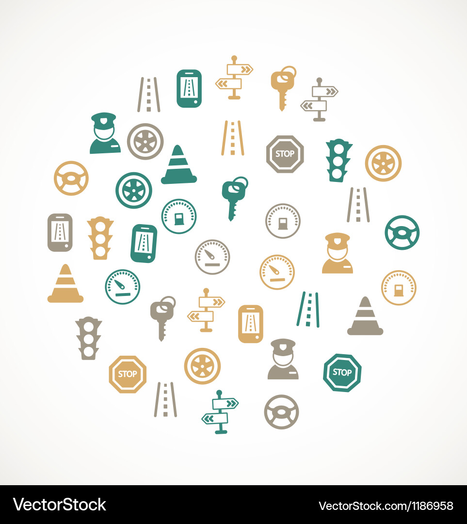 Traffic and driving icons Royalty Free Vector Image