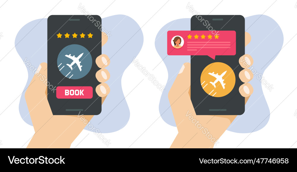 Travel flight air plane book button on mobile Vector Image