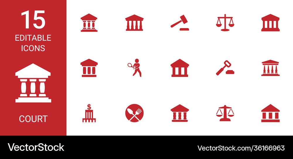 15 court icons Royalty Free Vector Image - VectorStock