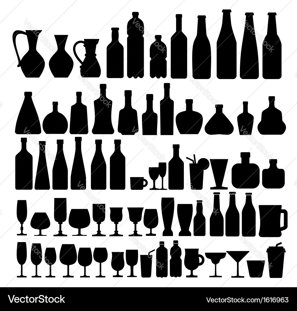Beverage and glass icons Royalty Free Vector Image