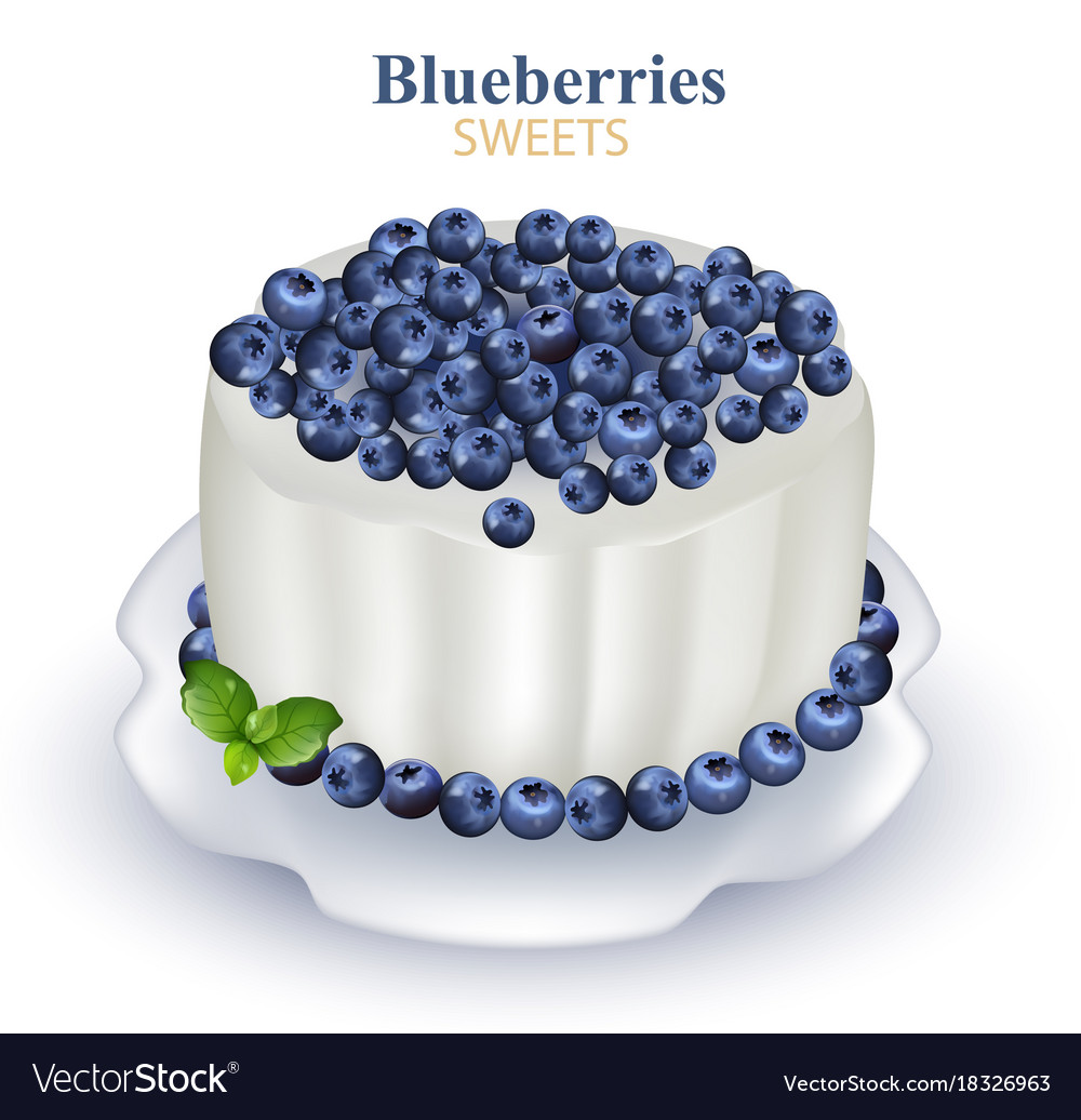Blueberries cake realistic on Royalty Free Vector Image