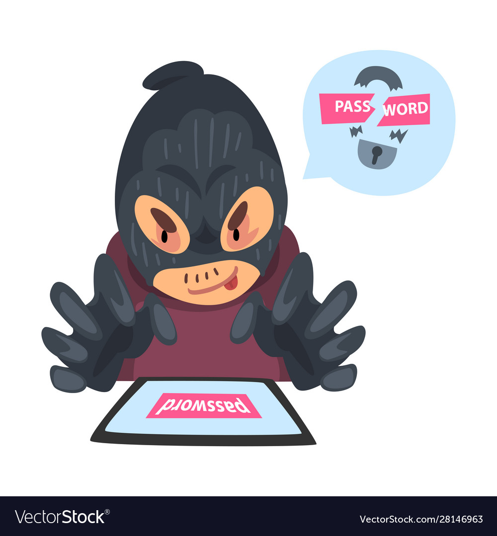 Data theft hacker wearing mask breaking into Vector Image Data theft hacker wearing mask breaking into Vector Image