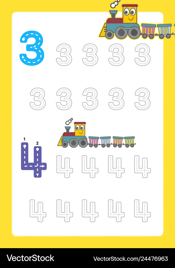 Free handwriting pages for writing numbers Vector Image