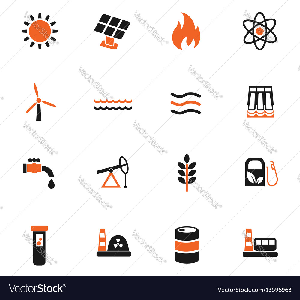 Fuel and power icon set Royalty Free Vector Image