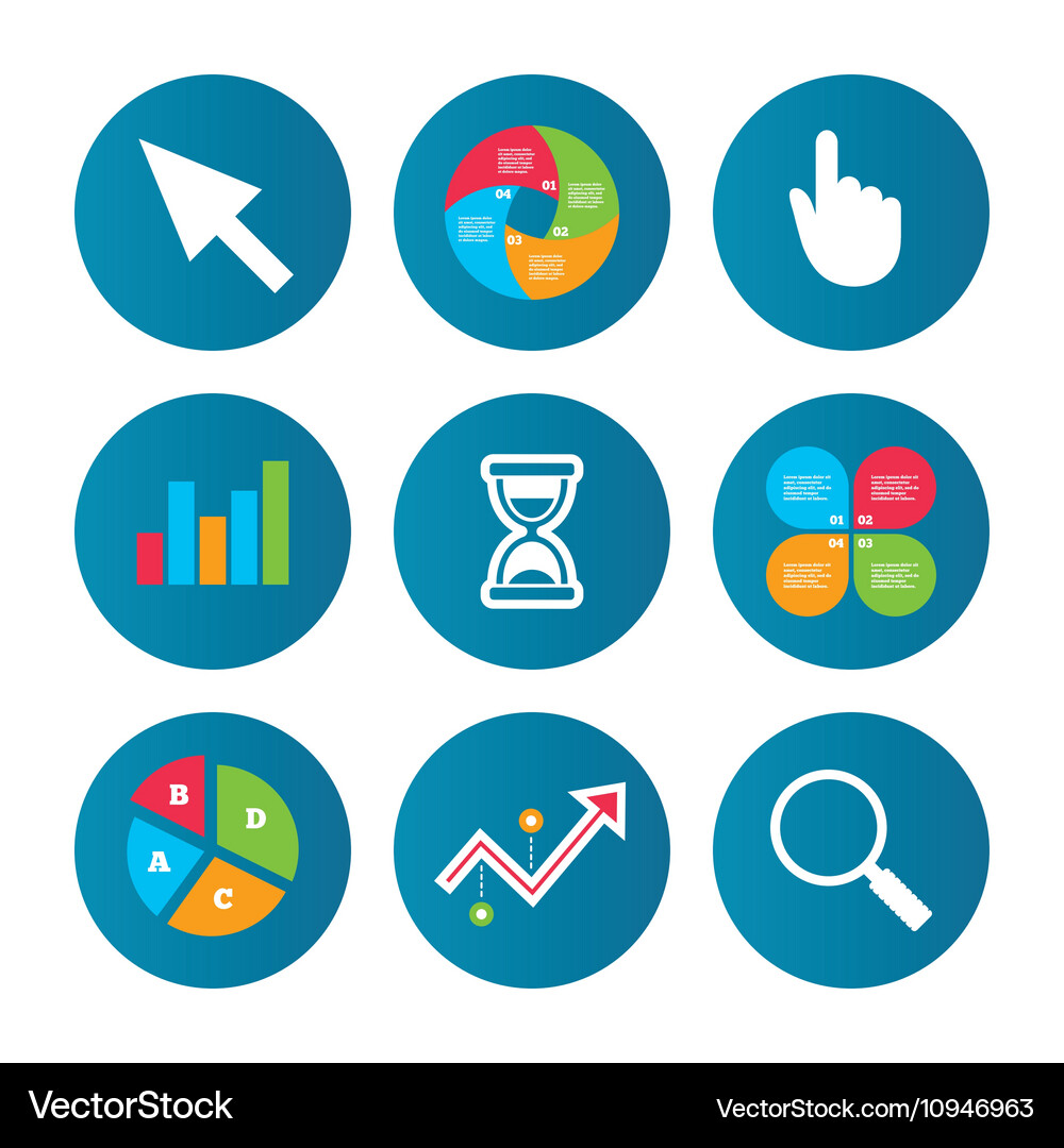 Mouse cursor icon Hourglass magnifier glass Vector Image