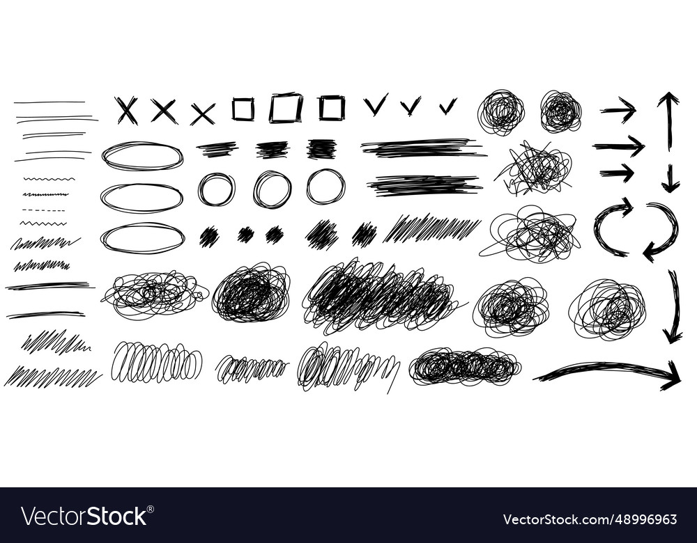Rough Scribble Doodle Set Royalty Free Vector Image