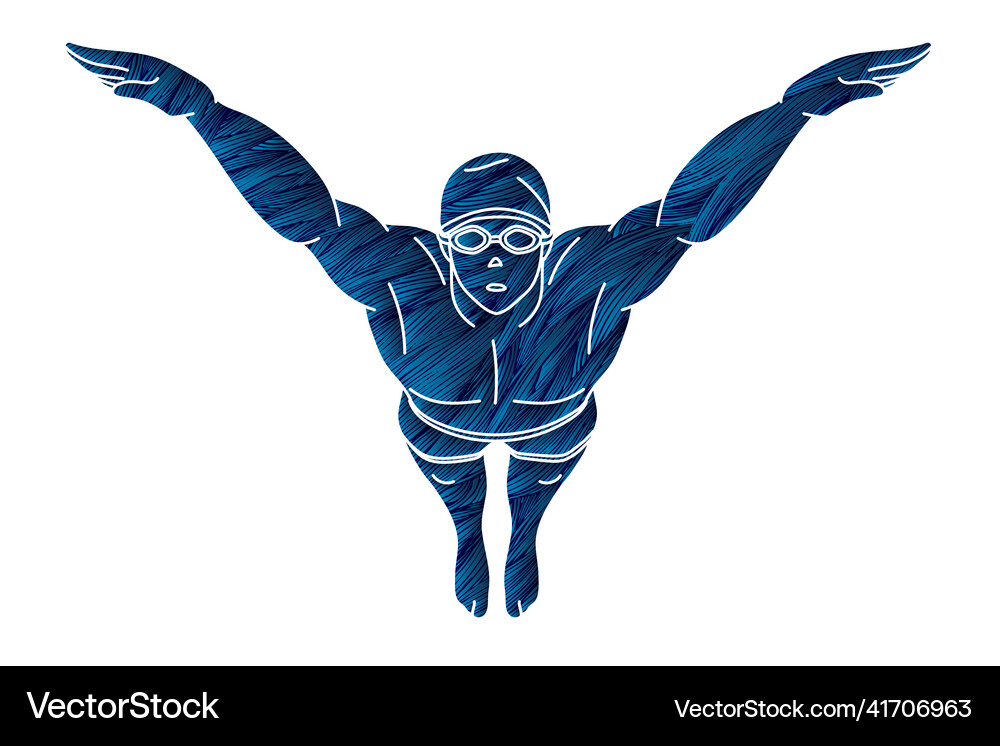 Swimming sport swimmer action Royalty Free Vector Image