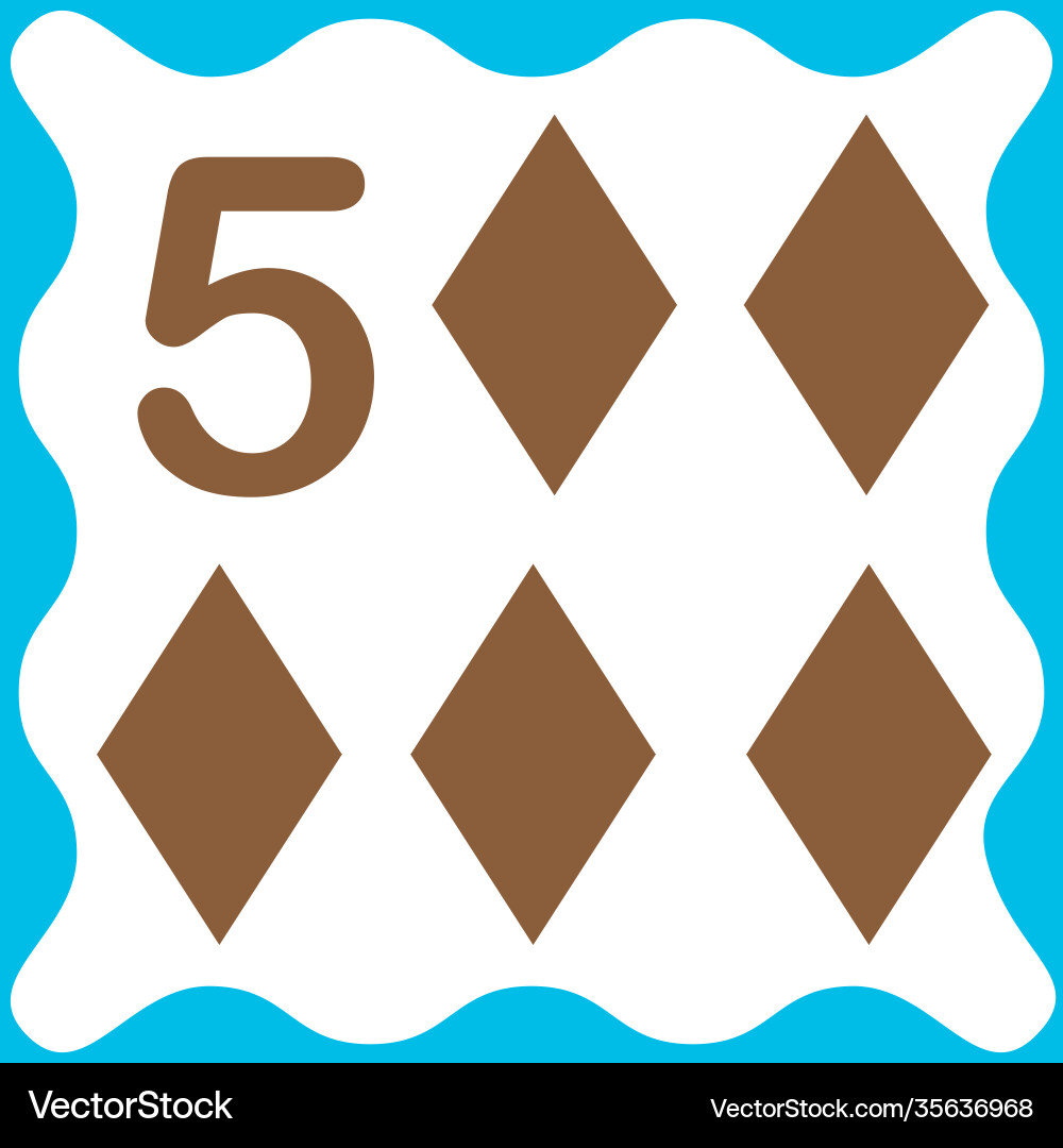 Card number 5 five and rhombus learning numbers Vector Image