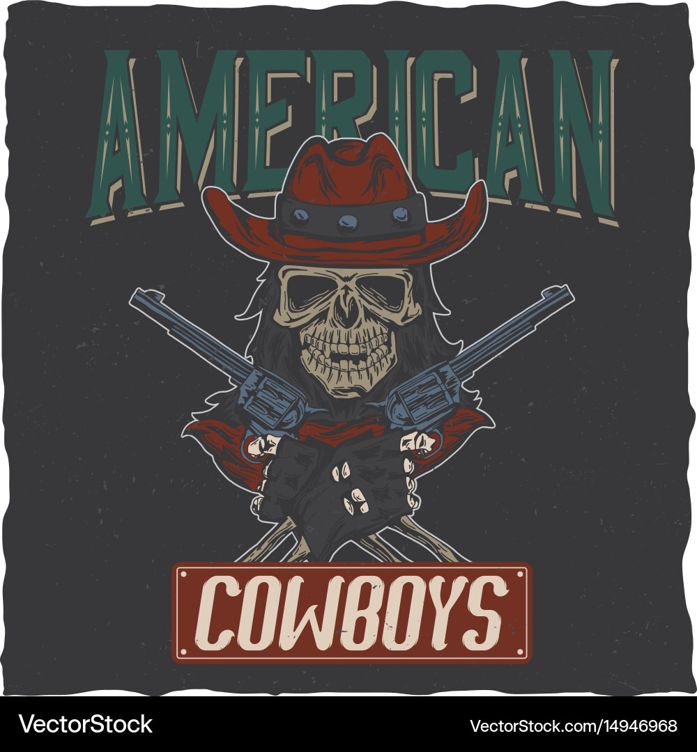 Cowboy t-shirt label design Royalty Free Vector Image