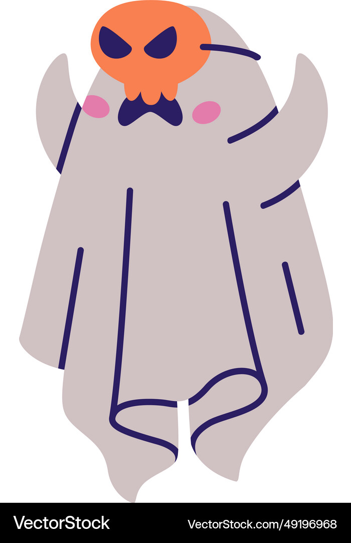 Cute ghost character as flying poltergeist Vector Image