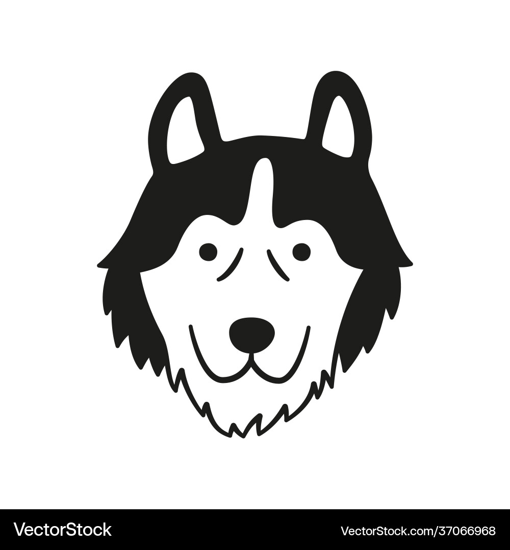 Cute husky face dog head icon hand drawn Vector Image