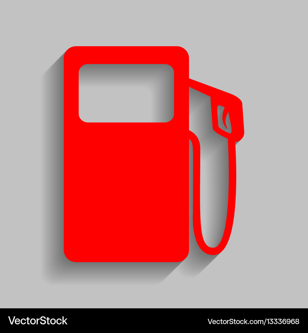 Gas pump sign red icon with soft shadow Royalty Free Vector