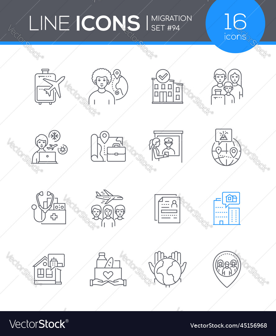Human migration - line design style icons set Vector Image