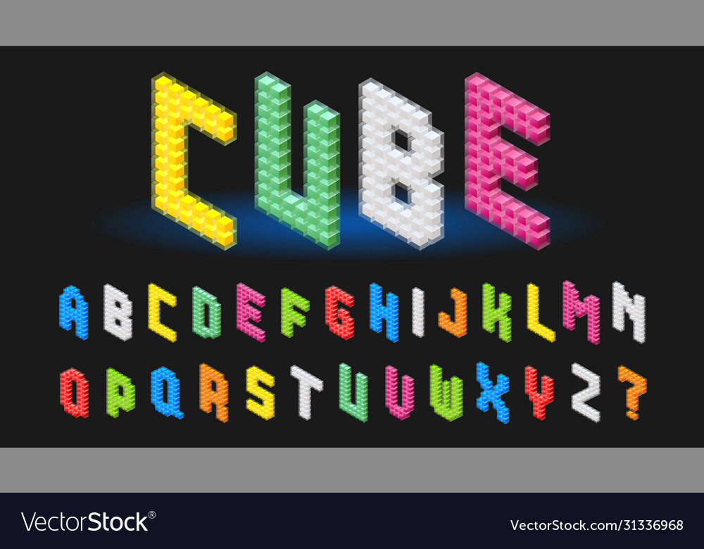 Isometric alphabet font cube design2 Royalty Free Vector Isometric alphabet font cube design2 Royalty Free Vector