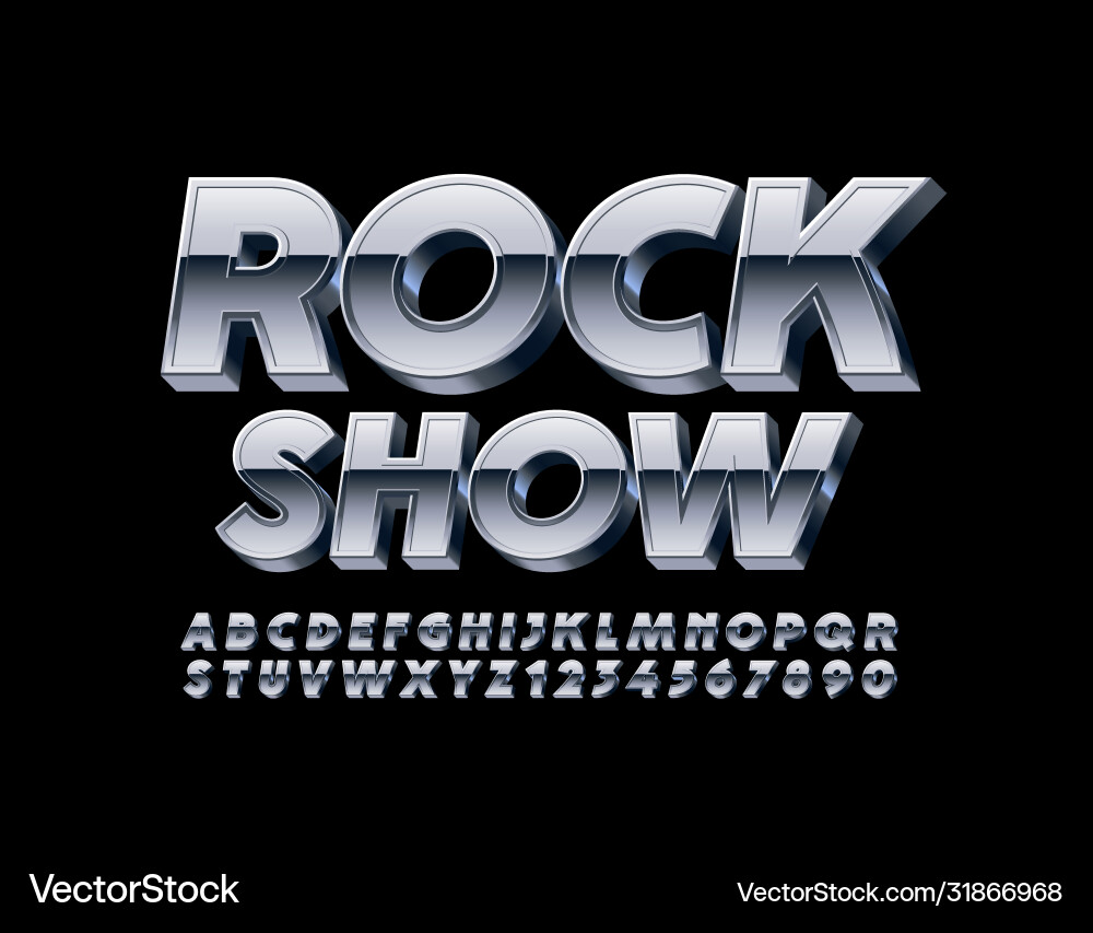Metallic logo rock show with silver 3d font Vector Image