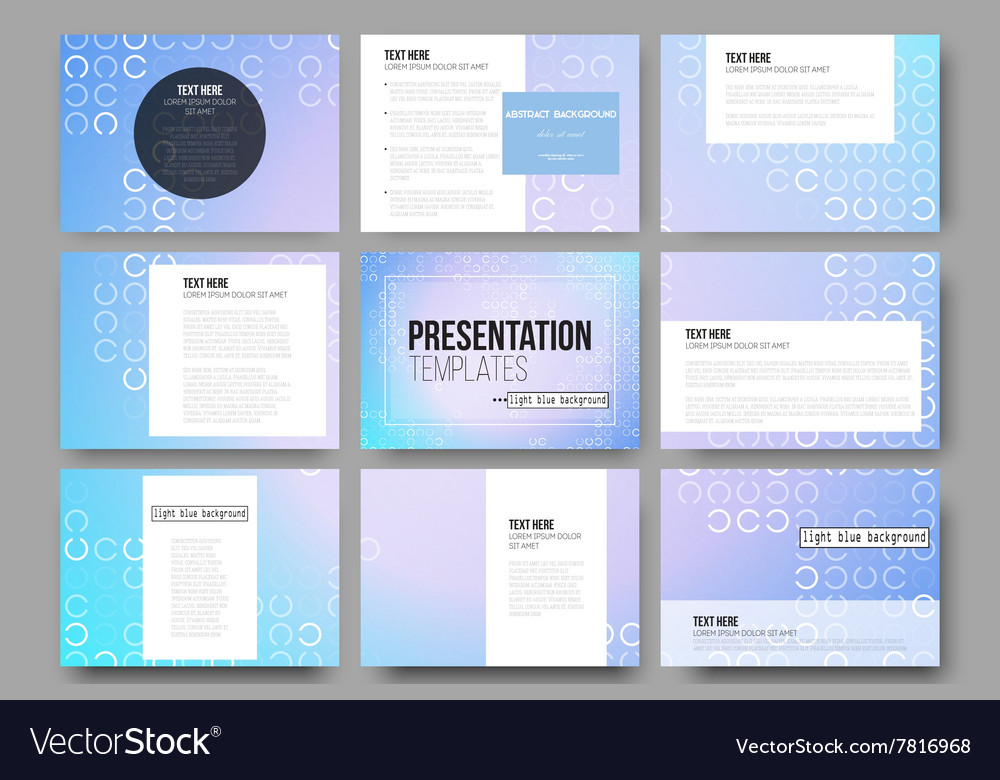 Set of 9 templates for presentation slides Vector Image