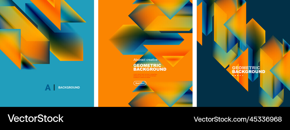 Set of abstract backgrounds overlapping geometric Vector Image