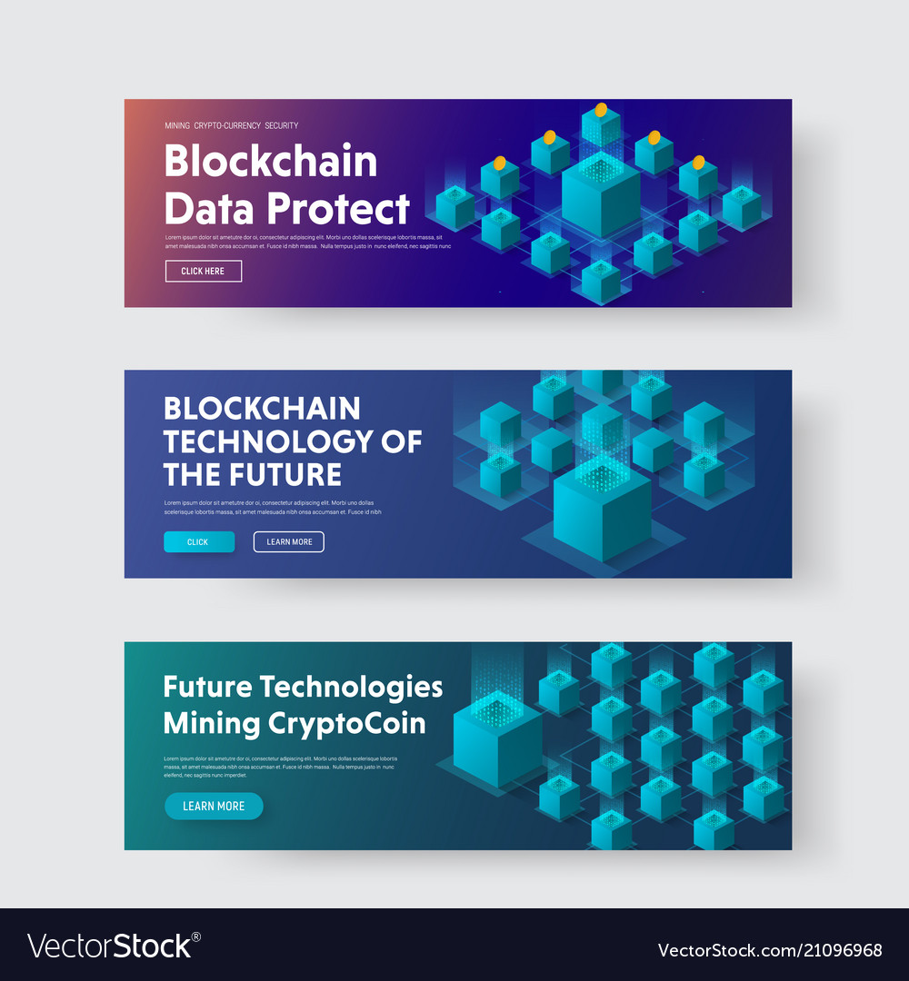 Set of horizontal web banners with isometric Vector Image