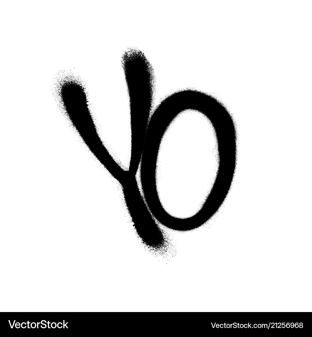 Sprayed yo font with overspray in black over white