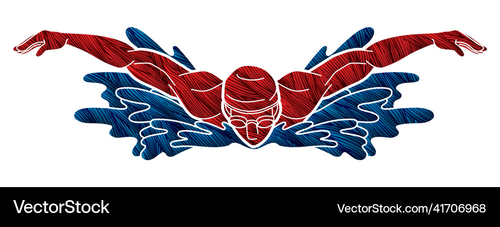 Swimming sport swimmer action Royalty Free Vector Image
