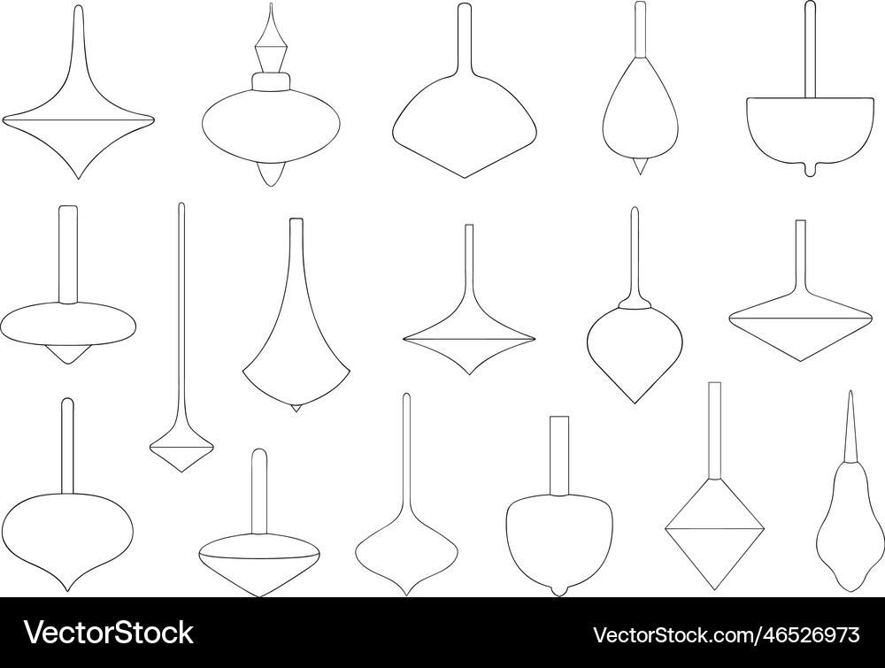 Collection of different spinning tops Royalty Free Vector
