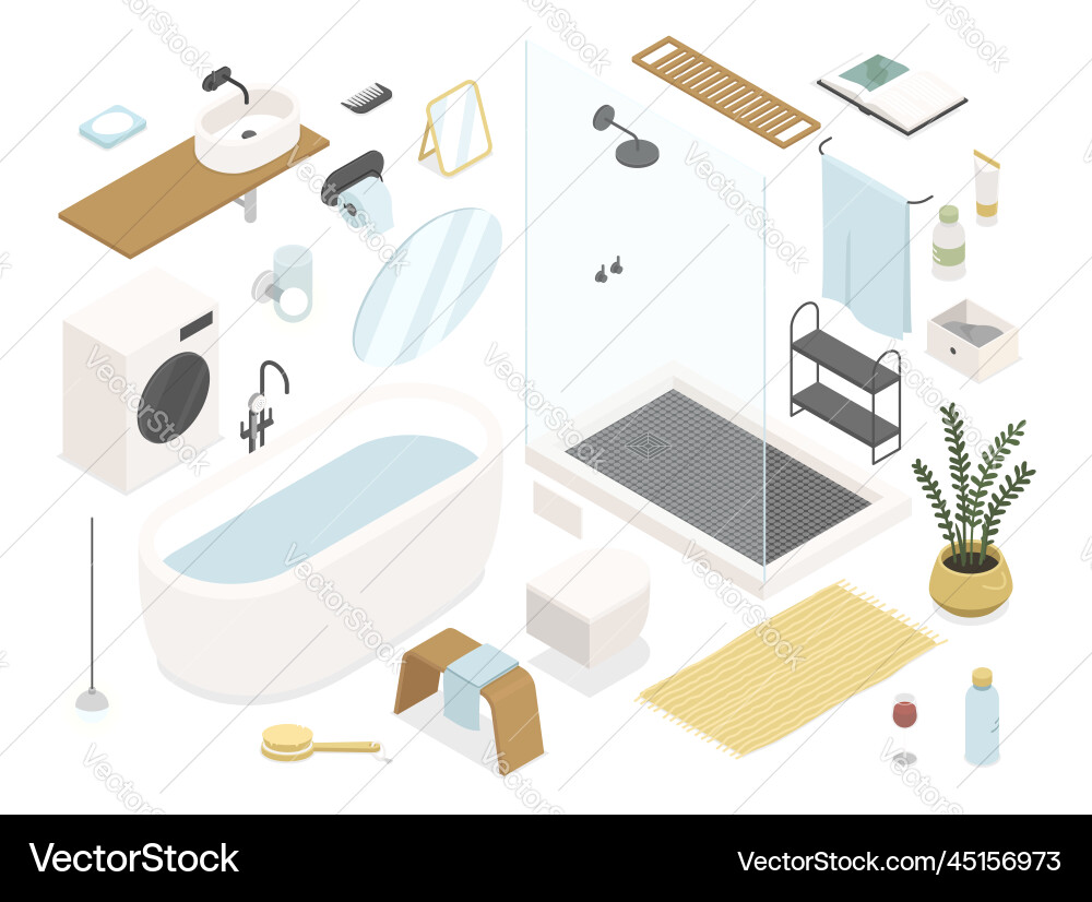 Contemporary bathroom - modern colorful Royalty Free Vector