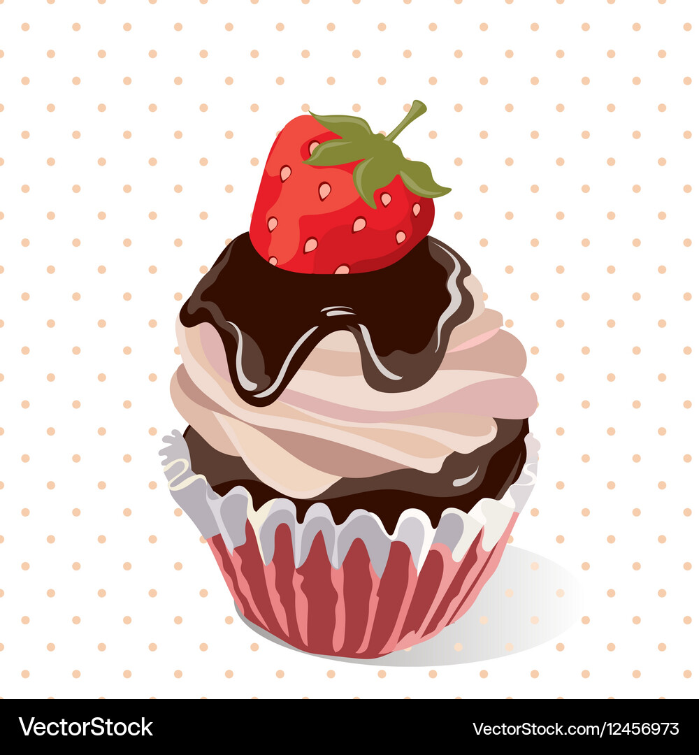 Delicious Strawberry and chocolate Cupcakes Vector Image