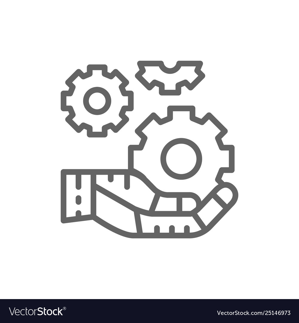 Hand holds a gear tech development engineering Vector Image