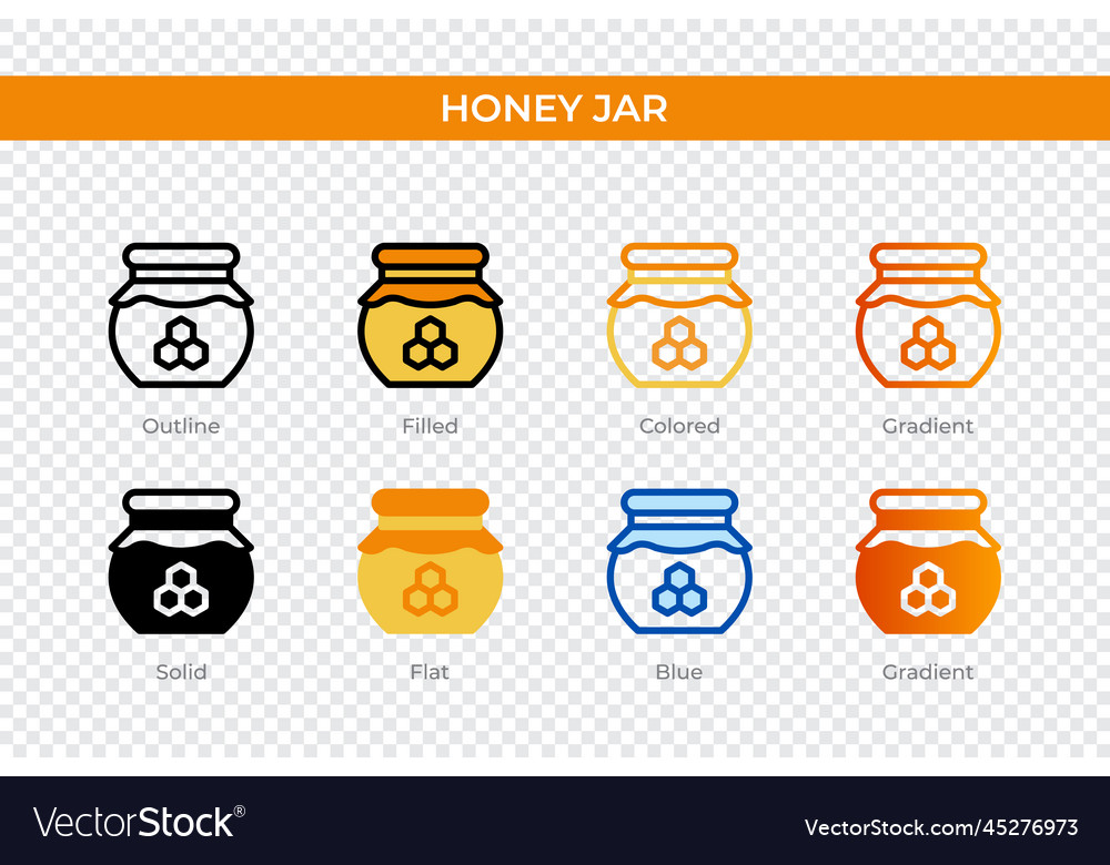 Honey jar icon in different style jar icons Vector Image