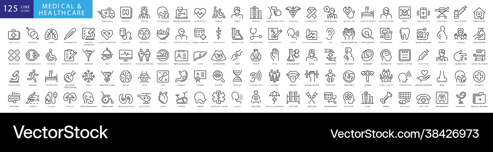 Medicine outline iconset Royalty Free Vector Image