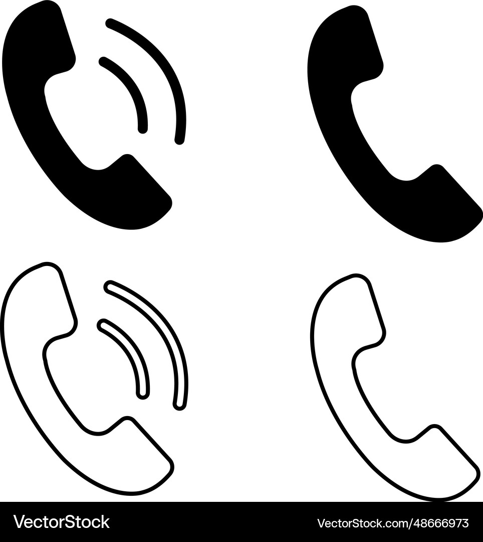 Phone icon set flat or line symbol logo Royalty Free Vector