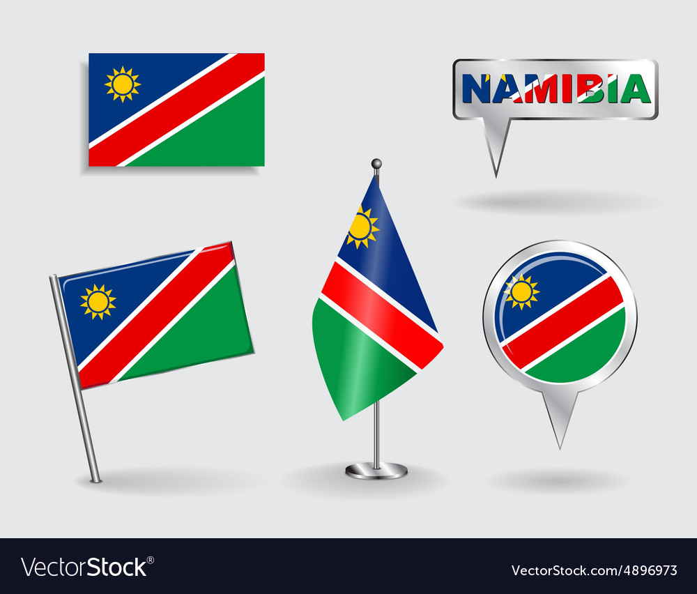 Set of namibian pin icon and map pointer flags Vector Image