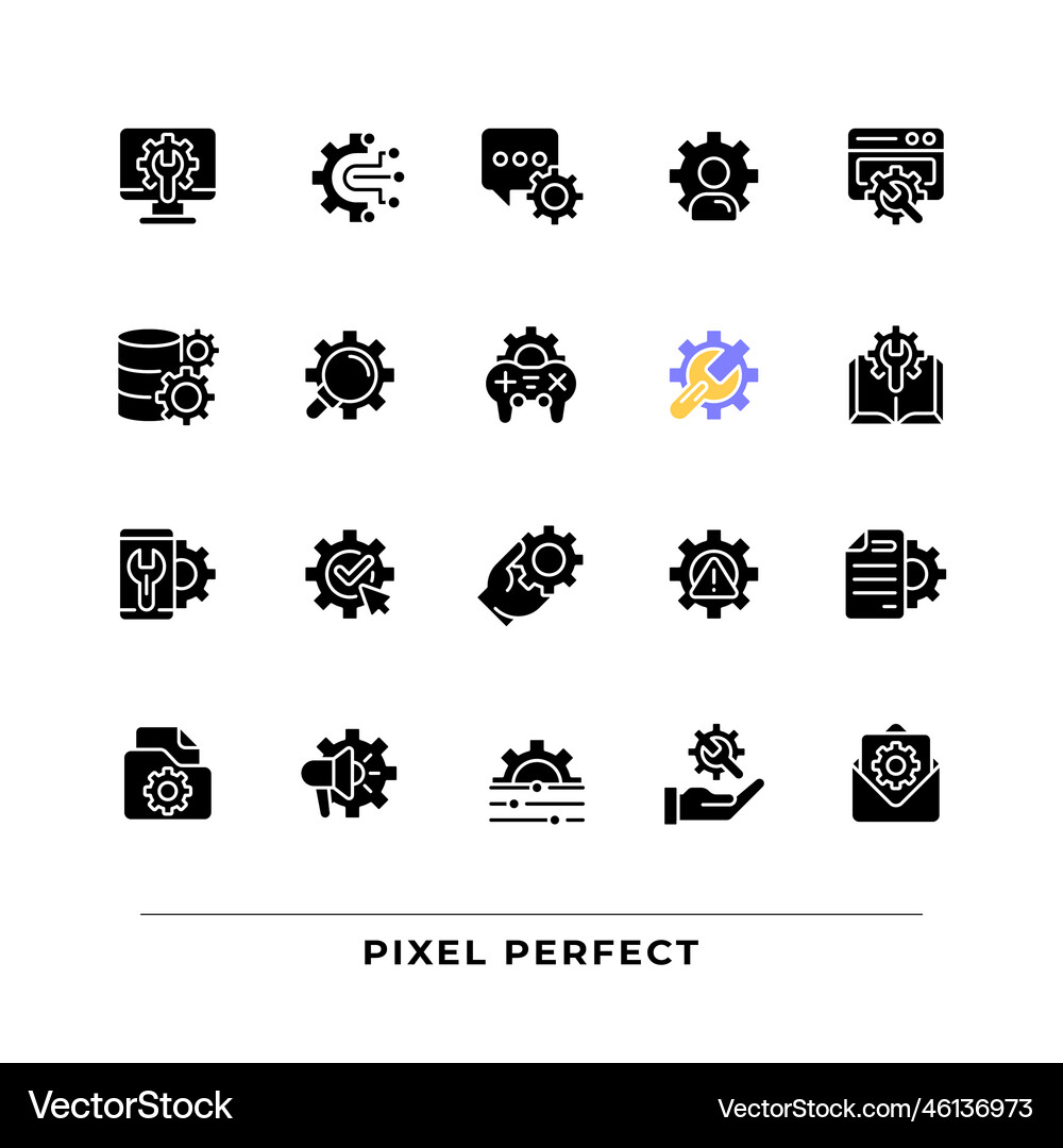 Setup and settings black glyph icons set on white Vector Image