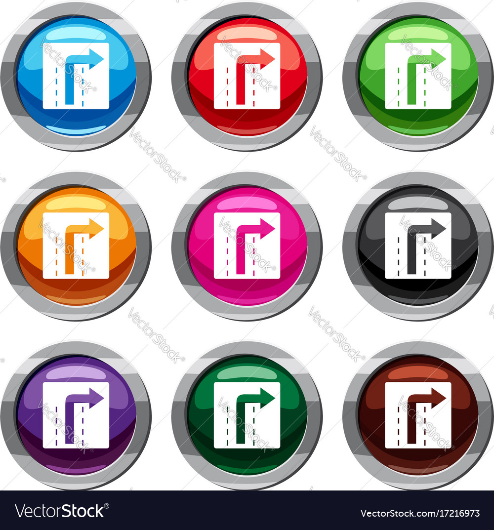 Turn right traffic sign set 9 collection Vector Image Turn right traffic sign set 9 collection Vector Image