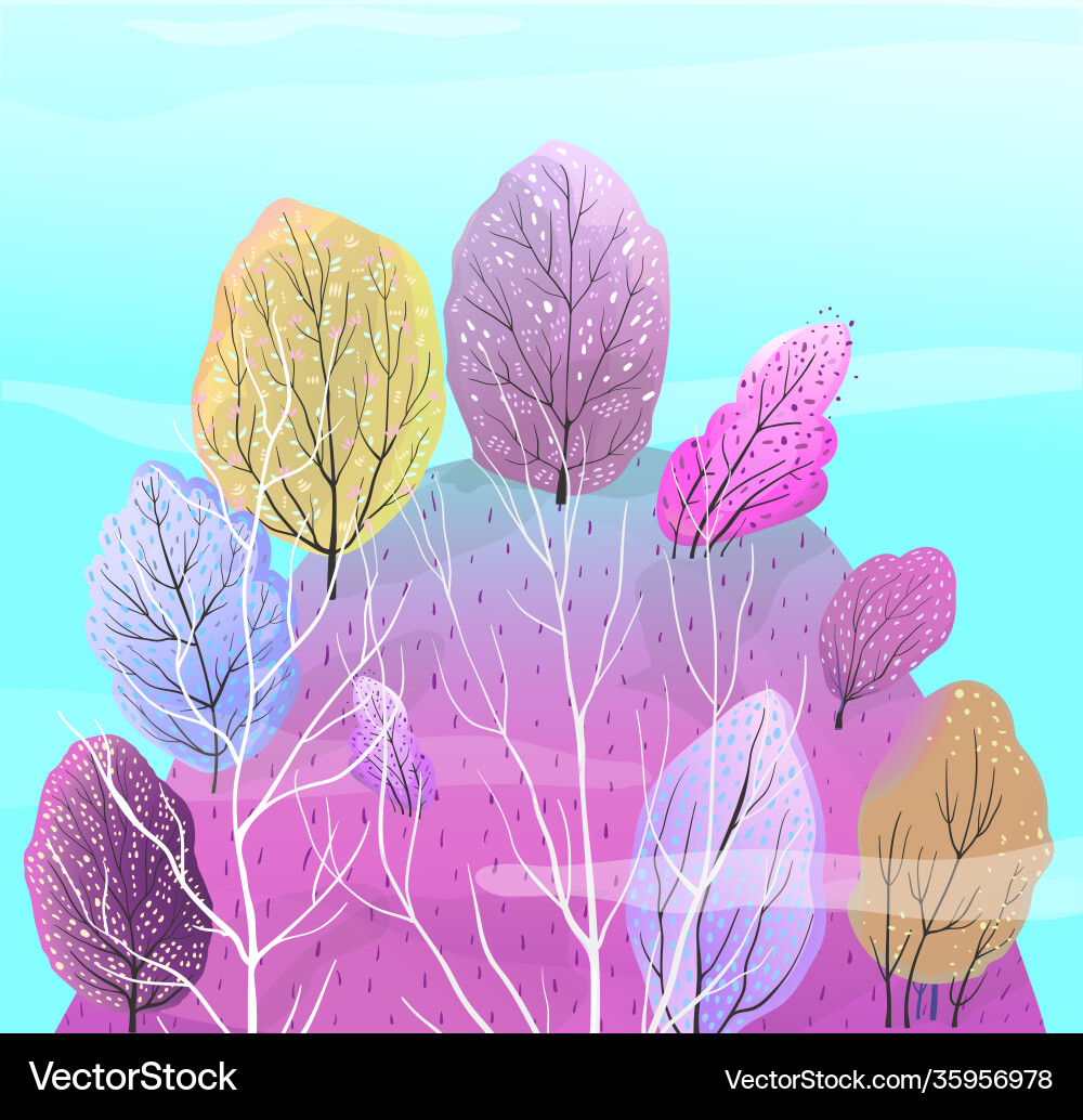 Abstract forest on hill colorful background Vector Image