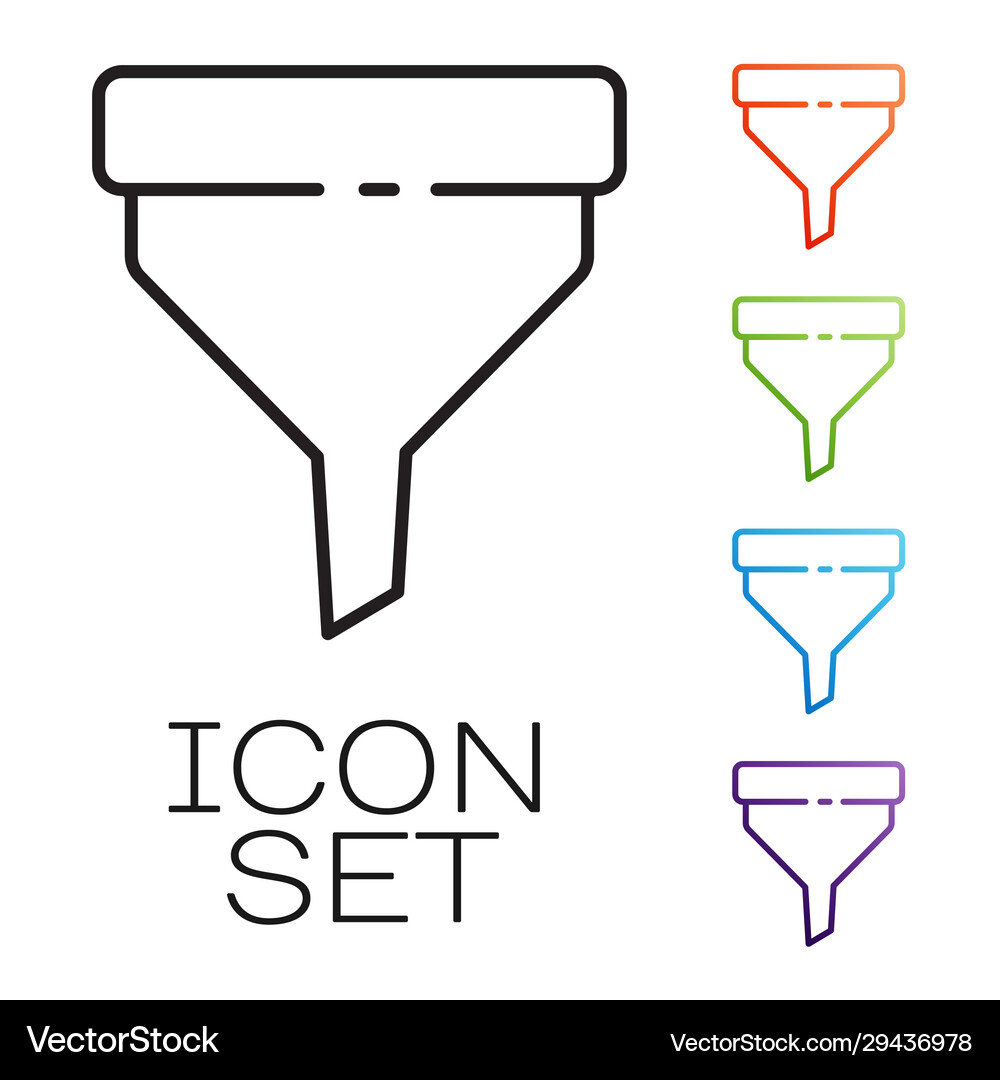 Black line funnel or filter icon isolated on white