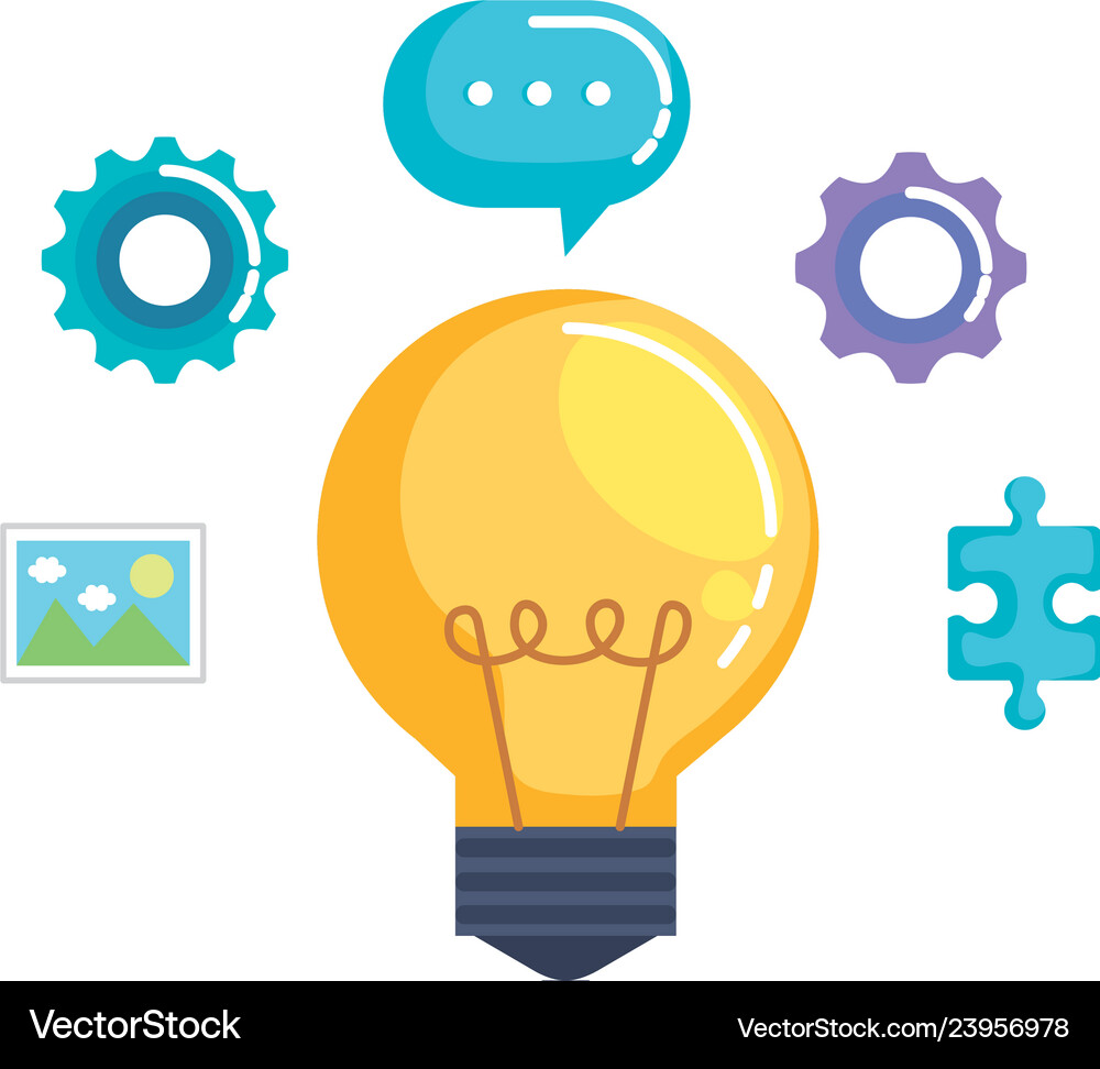 Bulb light with business icons Royalty Free Vector Image