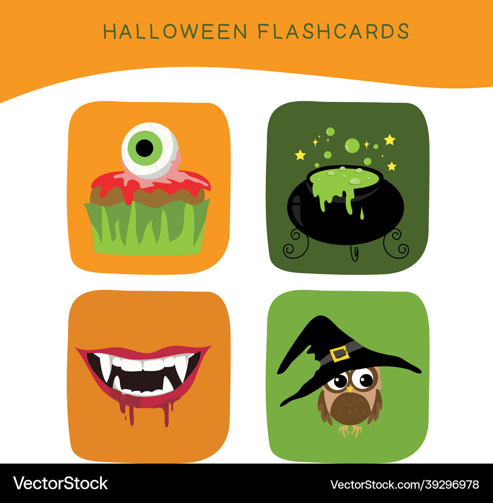 Halloween flashcards for children Royalty Free Vector Image
