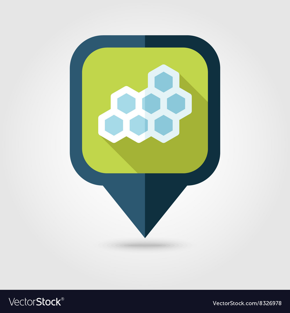 Honeycomb bee flat pin map icon pointer Royalty Free Vector