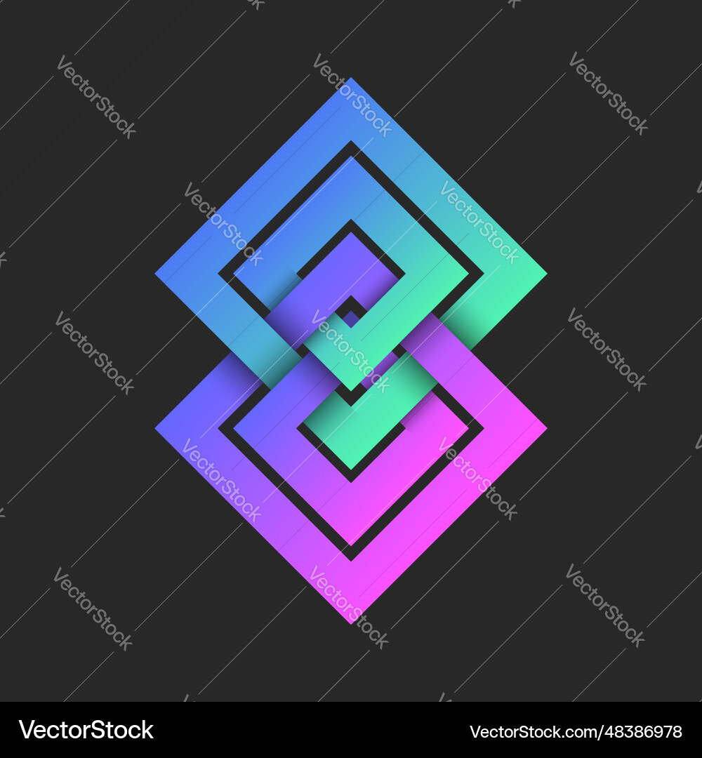 Two rhombus logo or chain square link symbol Vector Image