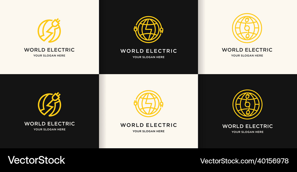 World electricity logo circular globe line logo Vector Image