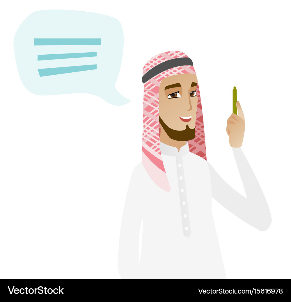 Young muslim businessman with speech bubble Vector Image